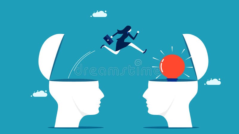 Jump Out of Your Old Thinking. Escape from Thoughts of the Past Stock ...