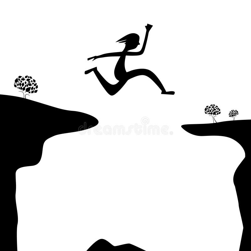 Jump Over Abyss - Jumping Man or Woman Stock Vector - Illustration of ...