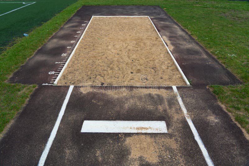 The Jump Pit at the School Stadium. Long Jump in the Sand Stock Photo ...