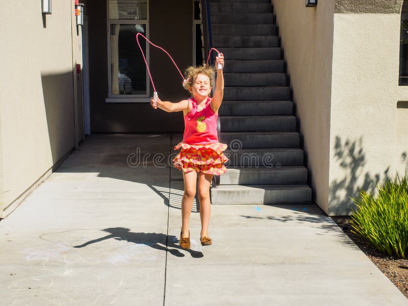 Japanese Girl Playing with Jump Rope Stock Image - Image of park ...