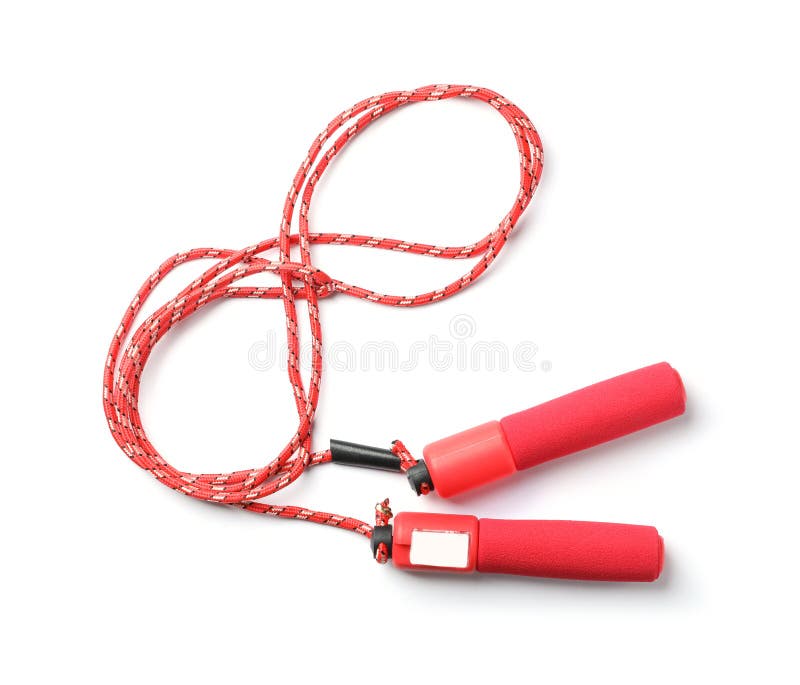 Jump Rope on White Background, Top View Stock Image - Image of handle ...