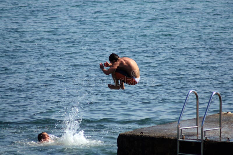 Jump in the sea stock photo. Image of splash, fresh, body - 6025522