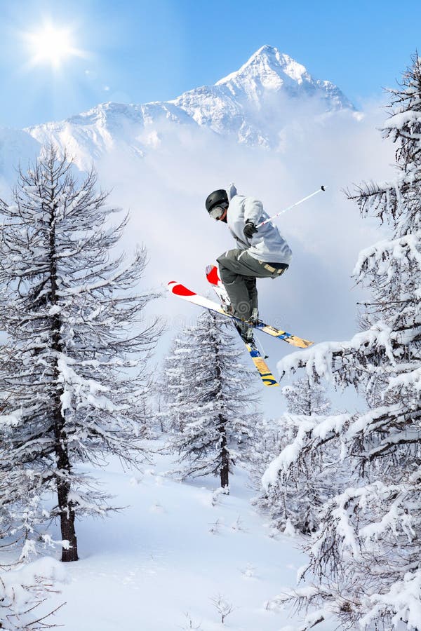 Jump with ski editorial photo. Image of balance, alps - 166018836