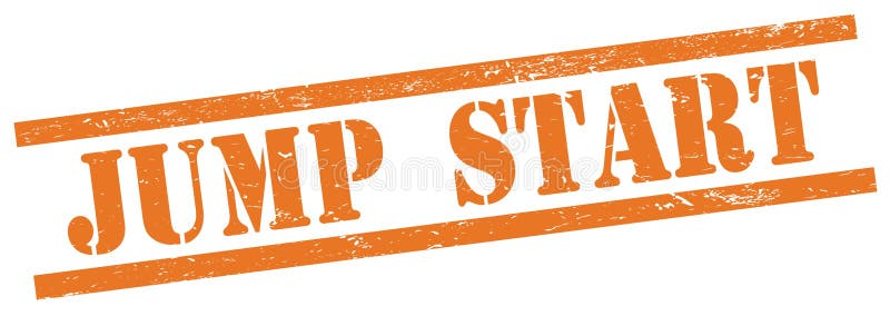 JUMP START Text on Orange Grungy Rectangle Stamp Stock Illustration ...