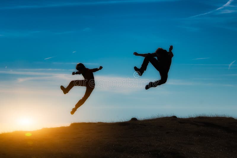 Jump at sunset stock photo. Image of action, dream, dance - 46609756