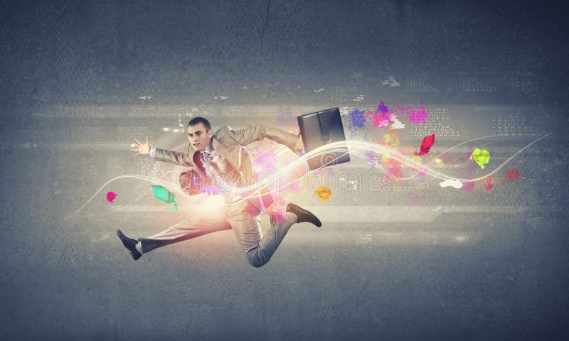 Jump To Future Technologies Stock Photo - Image of computing, male ...