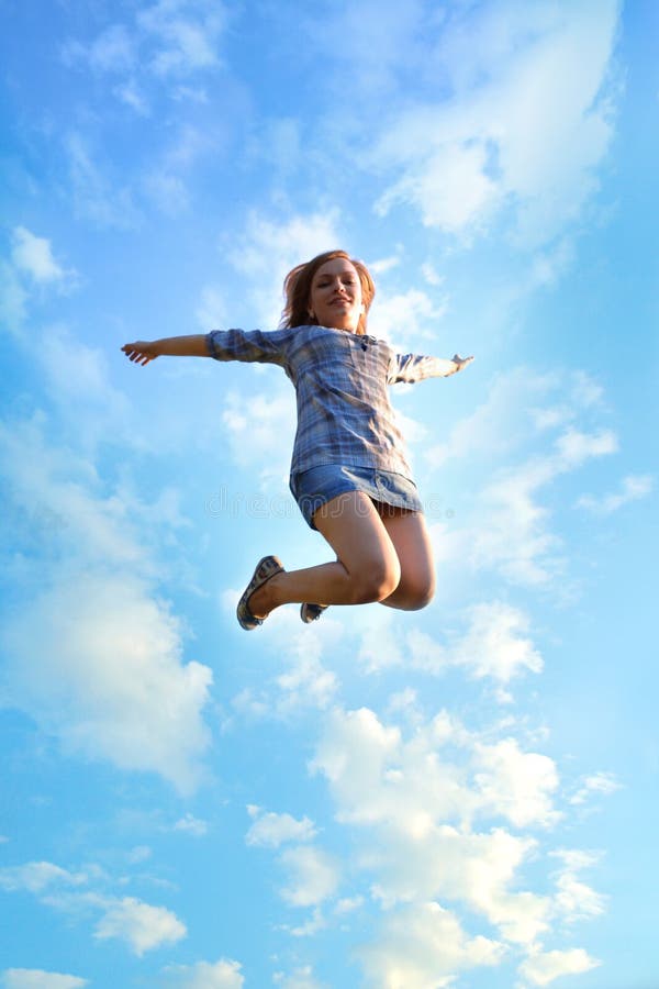 Jump to the sky stock image. Image of female, good, active - 20029629