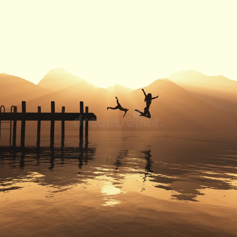 Jump in the water stock illustration. Illustration of friends - 149411399