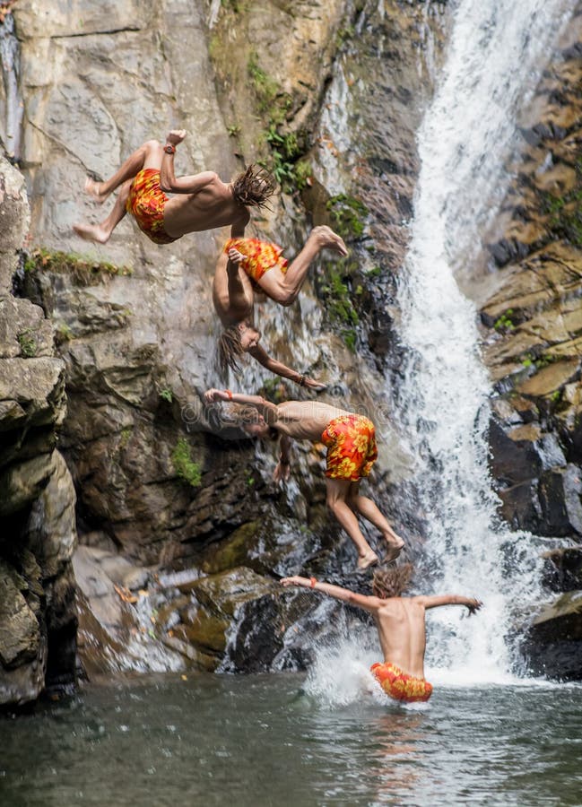 Jump in the waterfall stock image. Image of happy, healthy - 59391559