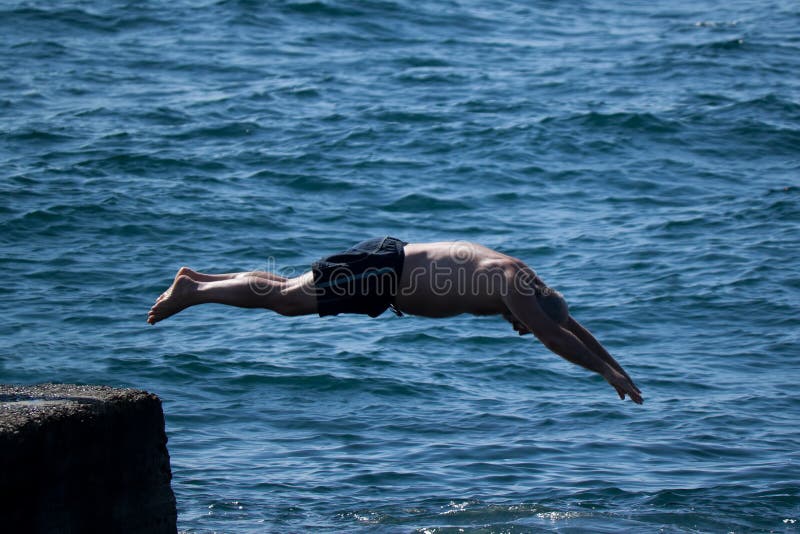 Jumped Off the Pier into the Sea Stock Image - Image of holiday, jump ...