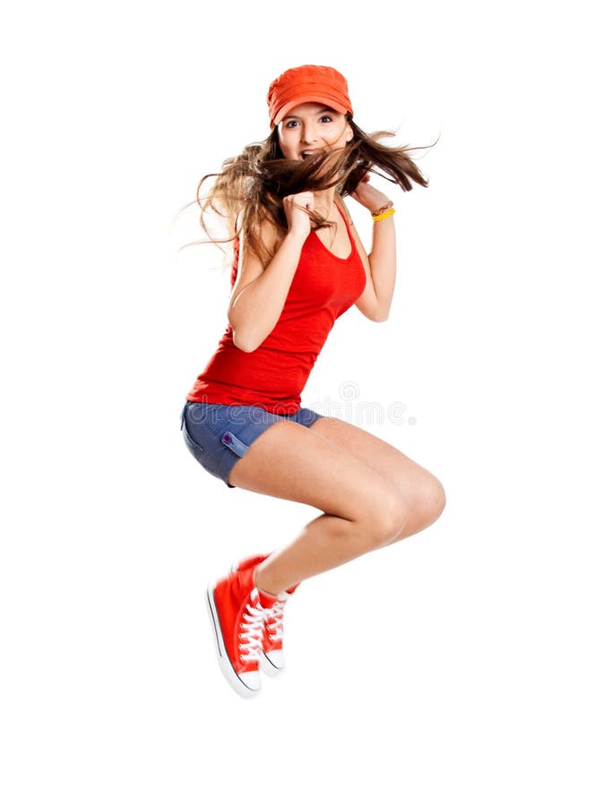 Jumping stock photo. Image of athletic, brunette, look - 13235264