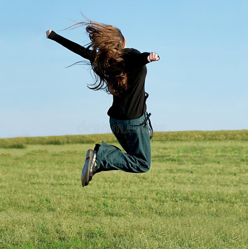 Jumping stock photo. Image of jump, enjoy, farmland, land - 18856740