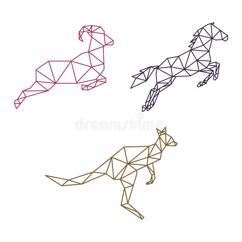 Horse Jumping Polygon Geometric Stock Illustrations – 20 Horse Jumping ...