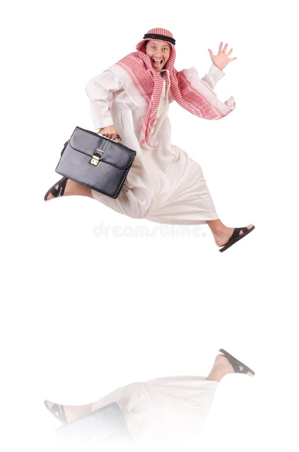 Jumping arab businessman stock photo. Image of middle - 58138752