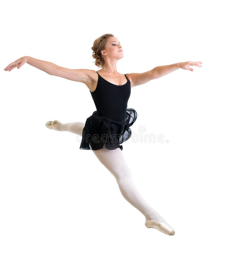 Jumping Ballet Dancer Girl Isolated Stock Image - Image of ballet ...