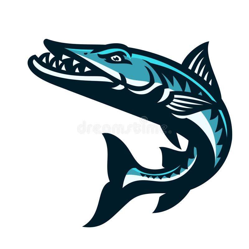 Jumping Barracuda Fish Sport Mascot Cartoon Stock Vector - Illustration ...