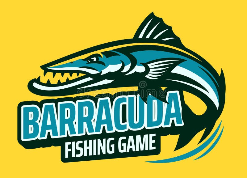 Jumping Barracuda Fishing Game Mascot Logo Design Stock Vector ...