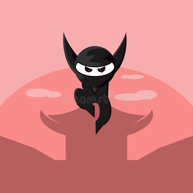 Jumping Black Ninja Vector Illustratio Stock Vector - Illustration of ...