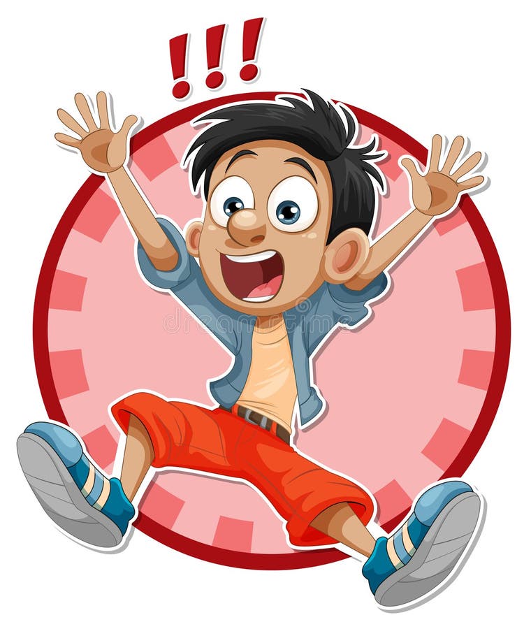 Jumping Boy Cartoon Character Stock Vector - Illustration of graphic ...