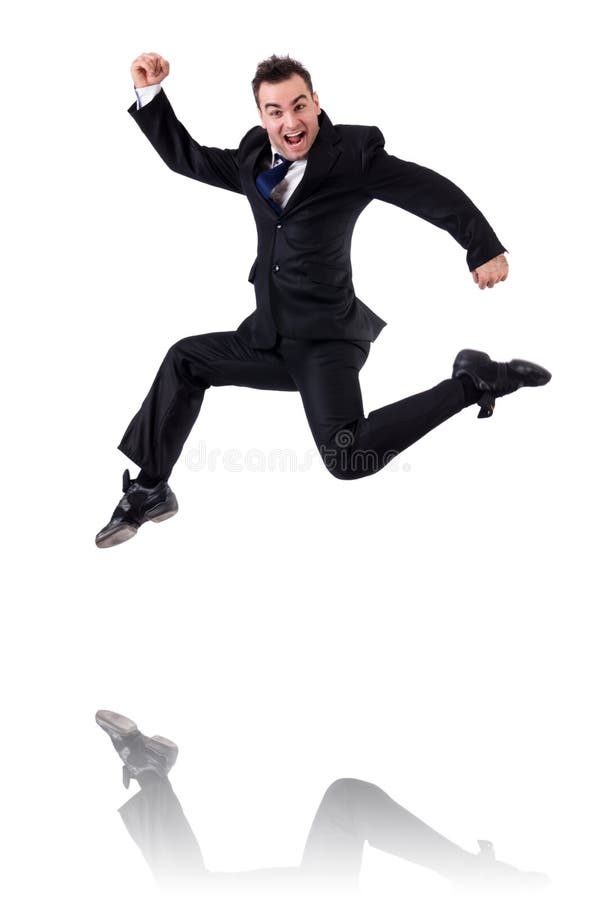 Jumping Businessman Isolated Stock Photo - Image of elegant, confident ...