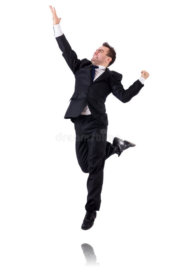 Jumping Businessman Isolated Stock Image - Image of isolated, handsome ...