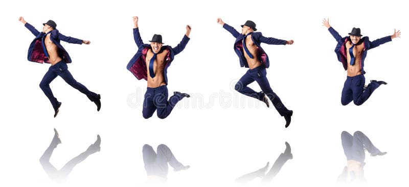 The Jumping Businessman Isolated on White Stock Photo - Image of ...