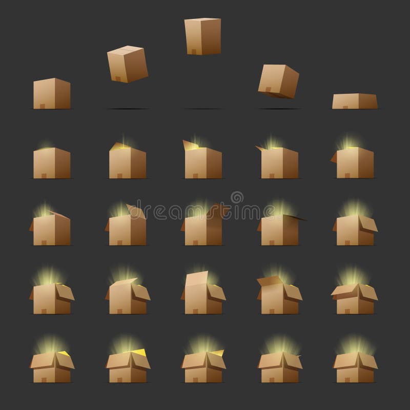 Jumping Cartoon Animated Gift Box Sprite, Game Ui Stock Vector ...