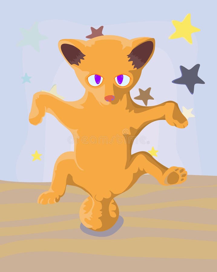 Jumping Cat with Stars stock vector. Illustration of kitten - 20505579