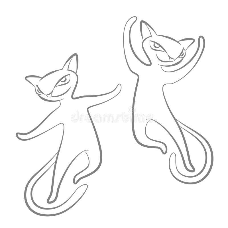 Kitten jumping line sketch stock vector. Illustration of color - 147981019