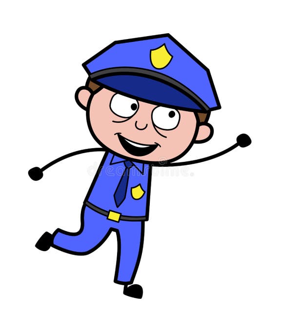 Jumping for Catch - Retro Cop Policeman Vector Illustration Stock ...
