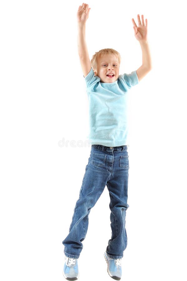 Happy Boy Jumping with Joy stock image. Image of action - 31932841