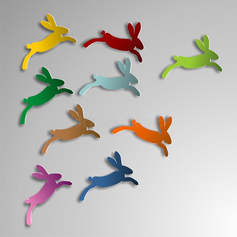 Colorful rabbits set stock vector. Illustration of colorful - 71066373