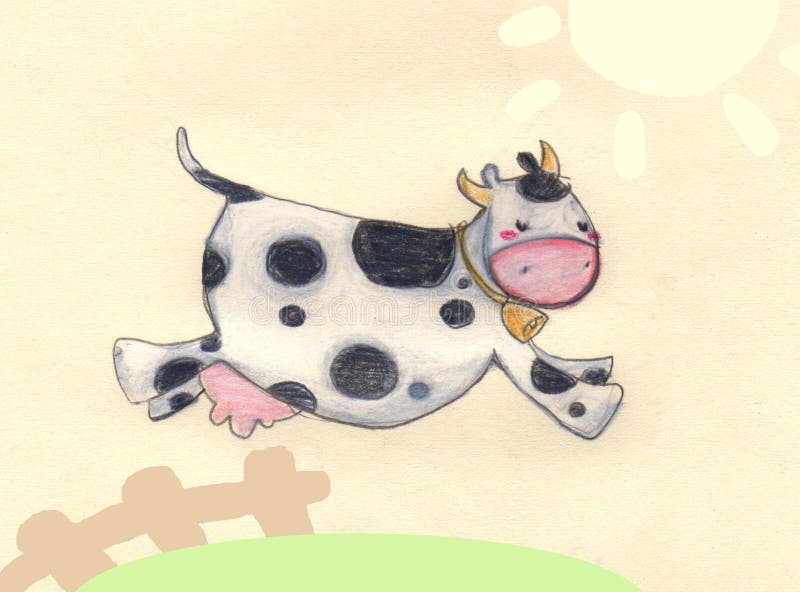 Cow jumping line art - superright