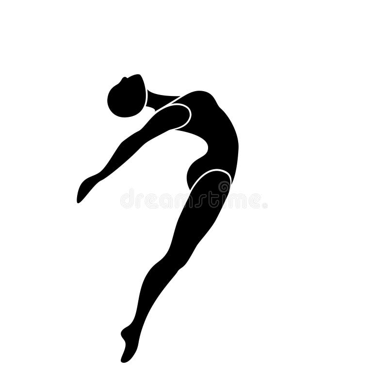 Jumping Dancer Girl, Isolated on White Background. Stock Vector ...