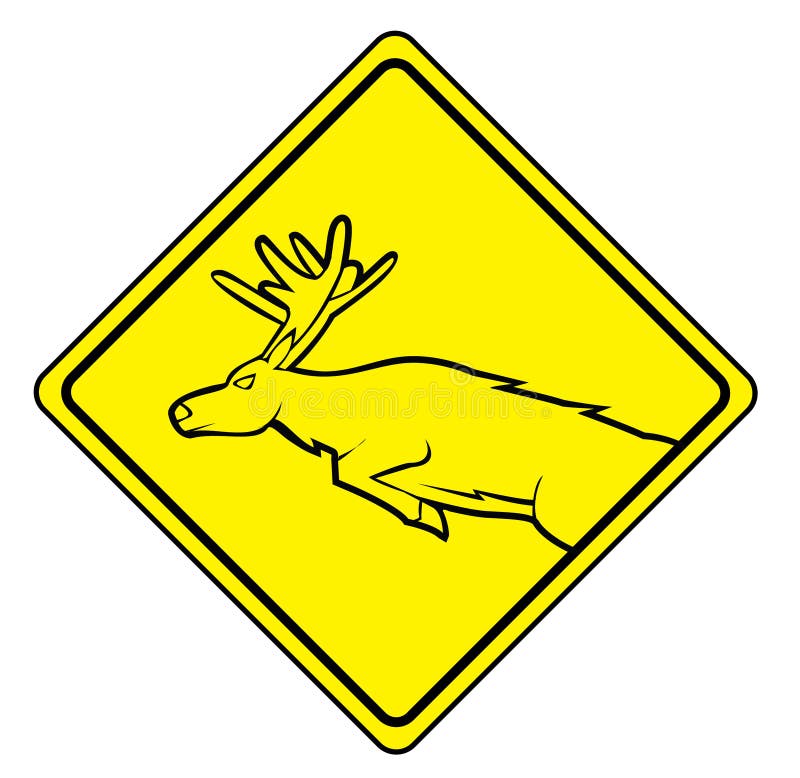 Jumping Deer Yellow Sign Board Illustration Design Stock Vector ...