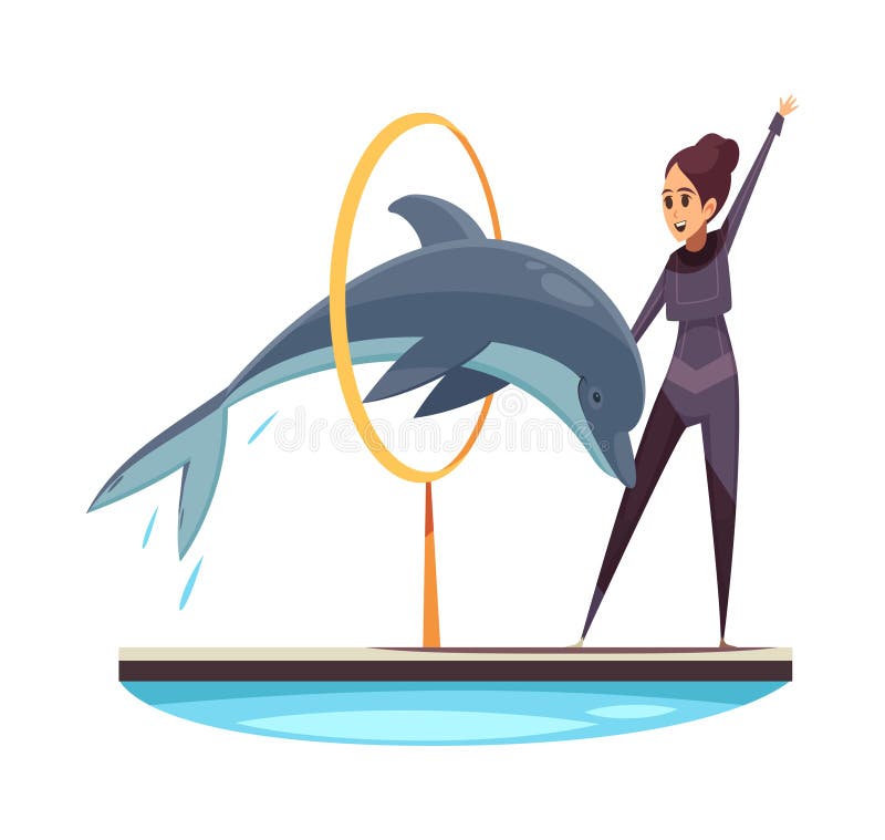 Jumping Dolphin Trick Composition Stock Illustration - Illustration of ...