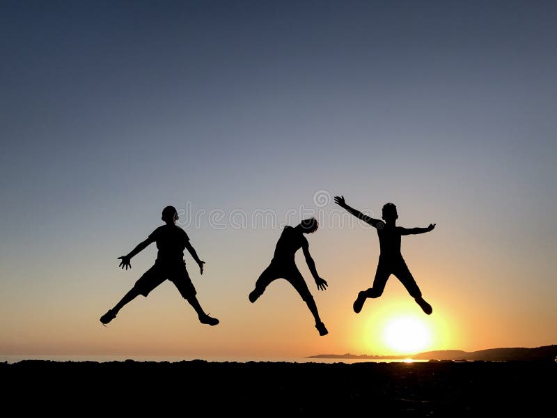 Jumping of Energetic and Dynamic Youngsters Stock Image - Image of ...