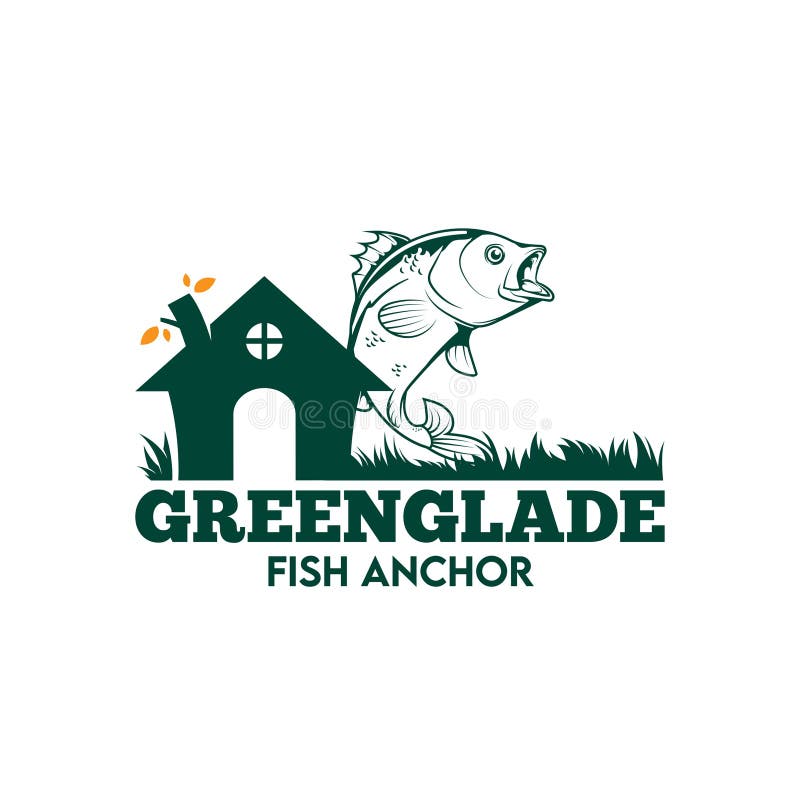 Jumping Fish Logo with Cabin Lodge in Vector Template Stock Vector ...