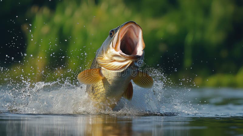 Jumping Fish Splashing Water, Vibrant Nature Scene Stock Photo - Image ...