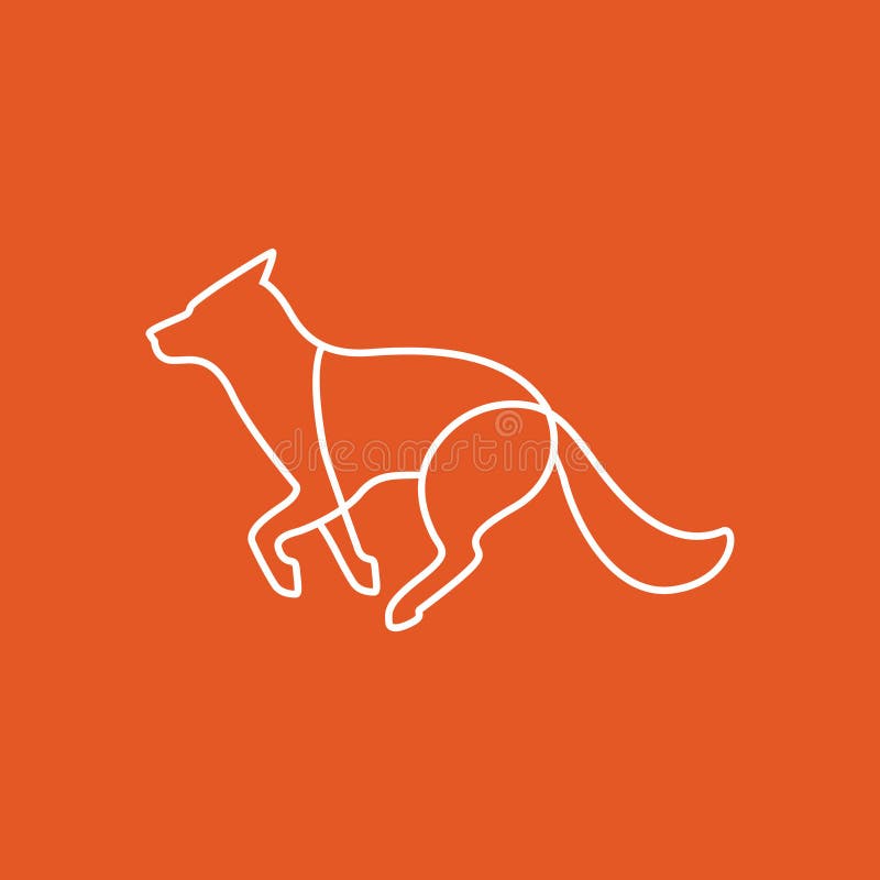 Jumping Fox Mascot Line Simple Logo Design Vector Stock Vector ...
