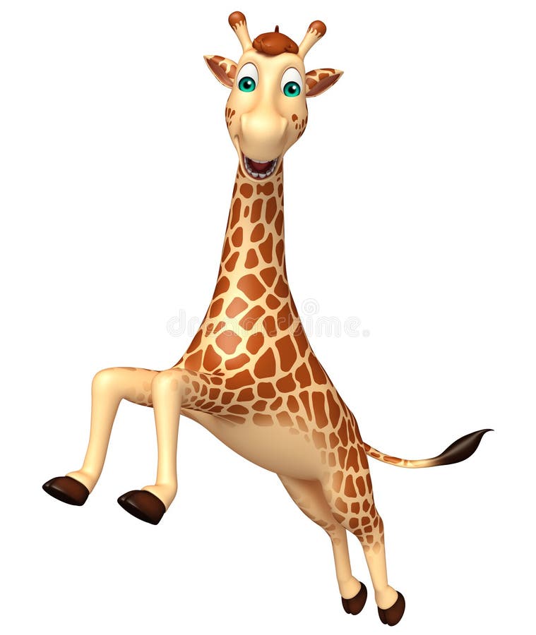 Jumping Giraffe Cartoon Character Stock Illustration - Illustration of ...