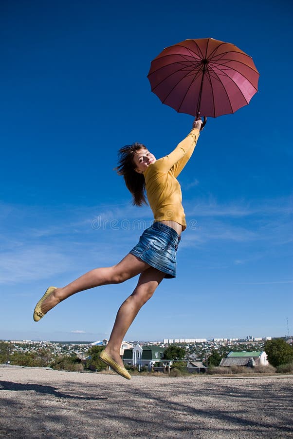 Jumping girl stock photo. Image of peace, happy, happiness - 12607122