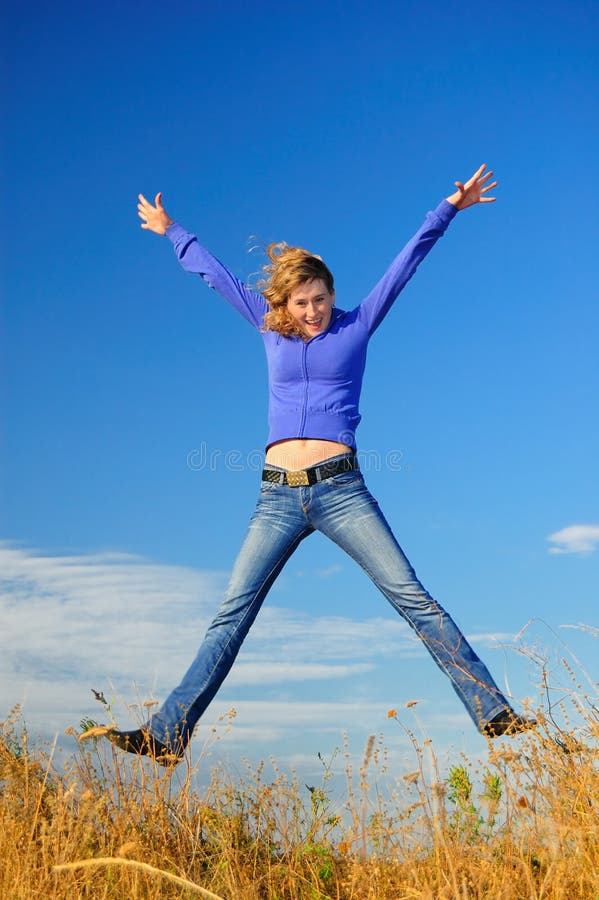 The jumping girl stock image. Image of peaceful, outdoors - 12989057