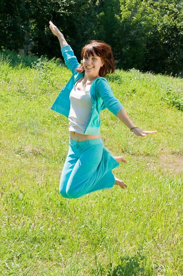 Jumping girl stock image. Image of leisure, active, freedom - 15221193