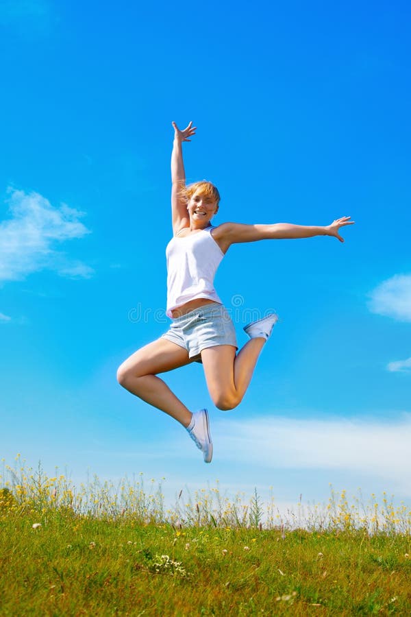 Jumping girl stock photo. Image of enjoyment, freedom - 17860602