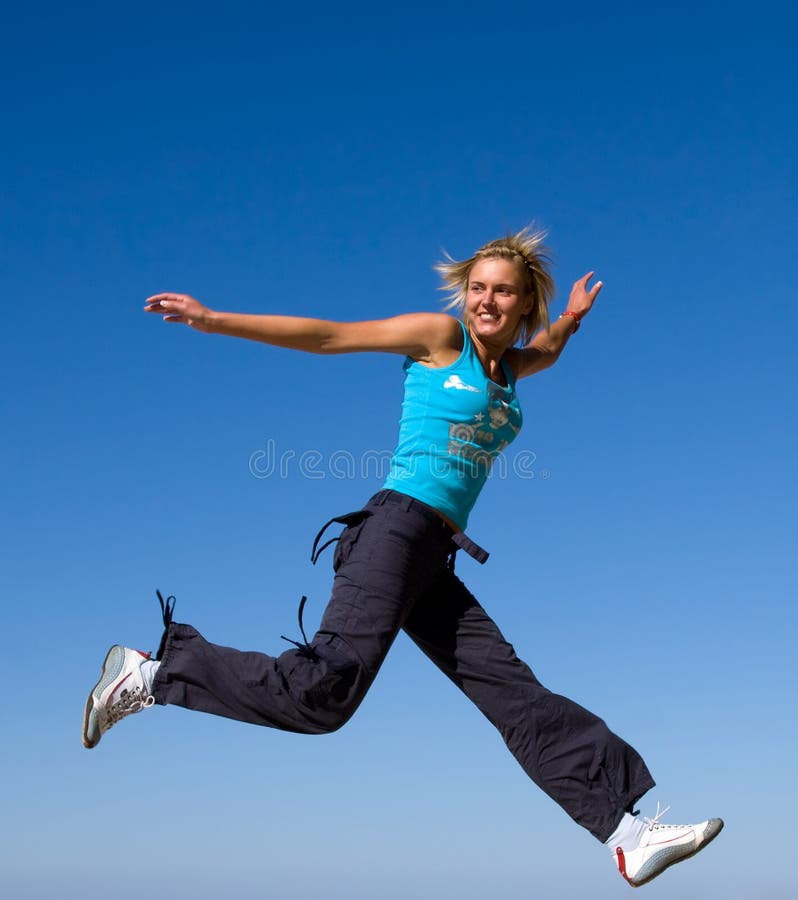 Jumping girl stock photo. Image of clothing, freedom, carefree - 9914512