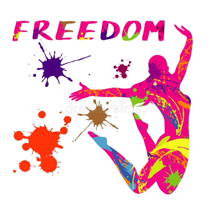 Jumping Girl, Freedom Concept, Vector Illustration Stock Vector ...
