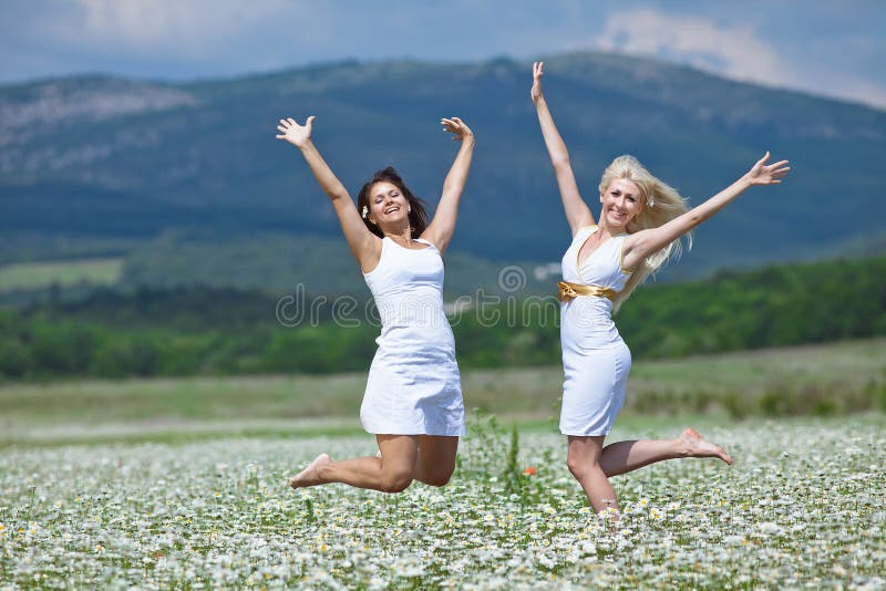 Jumping girls stock photo. Image of adult, caucasian - 27772088