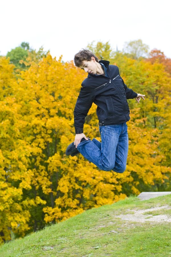 Jumping guy stock photo. Image of sports, autumn, people - 7264958