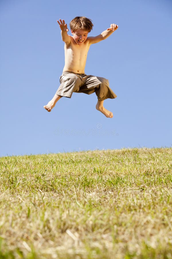 Jumping happy boy stock image. Image of bounce, hello - 14907661